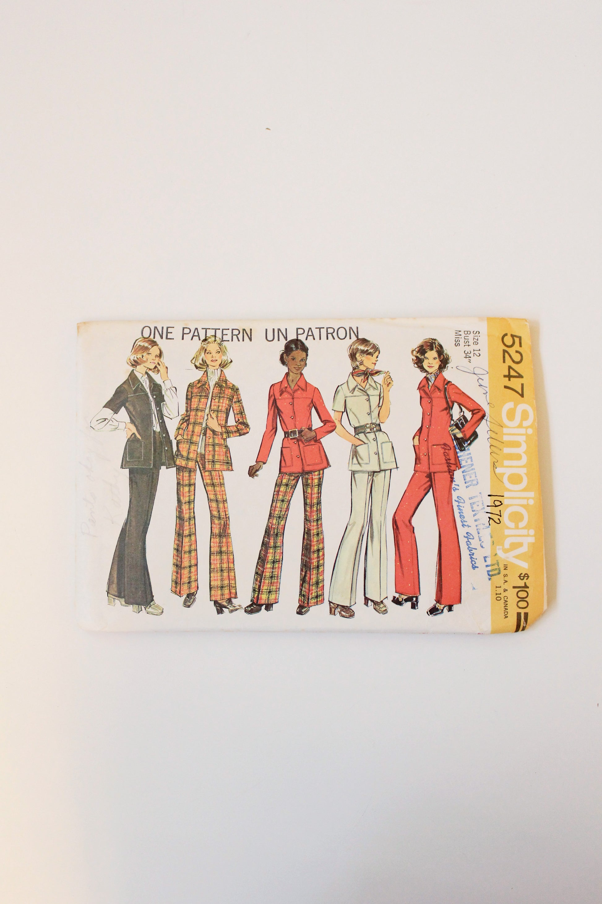 1970s Top/Jacket And Pants Simplicity 5247 Sewing Pattern, Cut, Size 1 ...